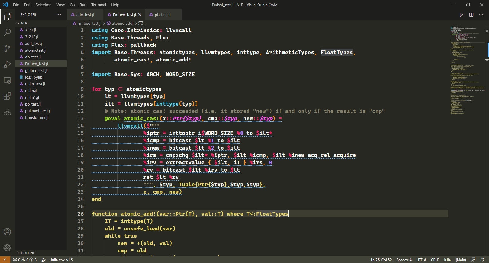 The llvmcall string will break syntax highlights. · Issue #2072 · julia-vscode/julia-vscode · GitHub
