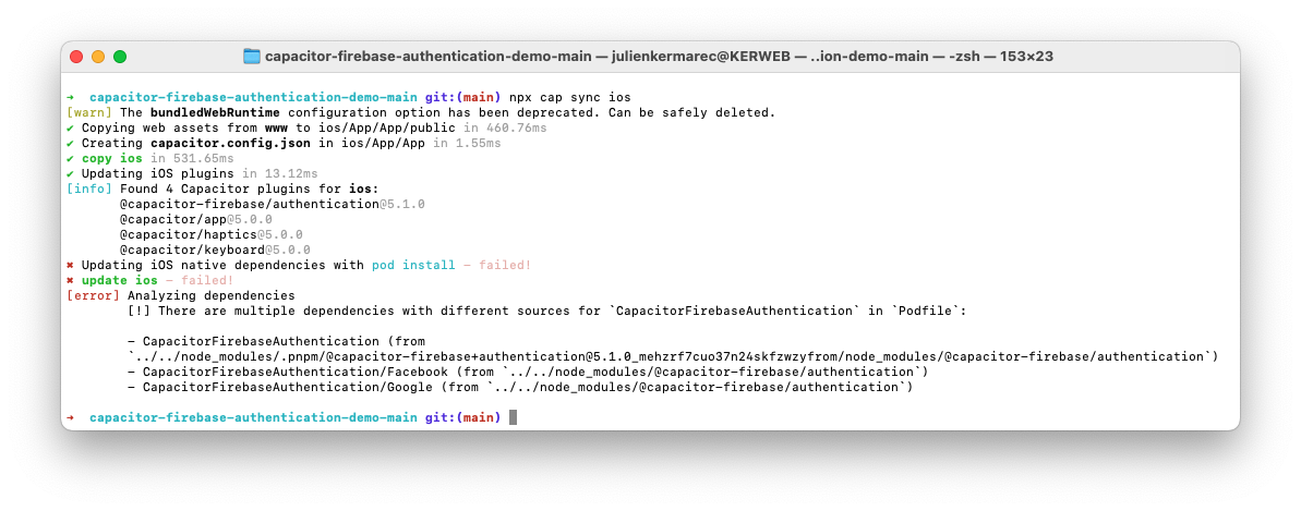 Bug Podfile There Are Multiple Dependencies With Different Sources · Issue 225 · Robingenz