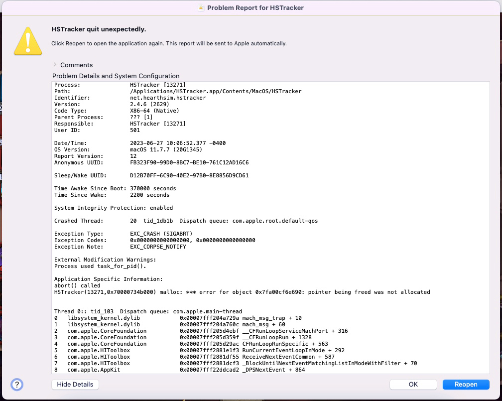 Constant crashes · Issue #1316 · HearthSim/HSTracker · GitHub