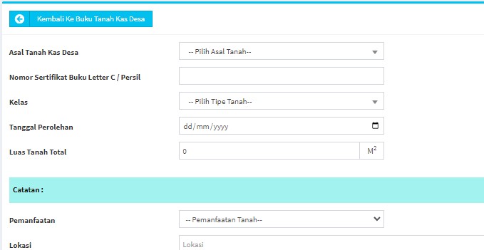 Penambahan data/kuisioner di Buku Administrasi Desa >> Buku Tanah Kas Desa · Issue #6620 ...