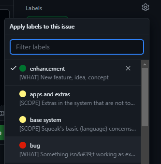 Improve access in label picker: Tooltips for description & link to all labels · community ...