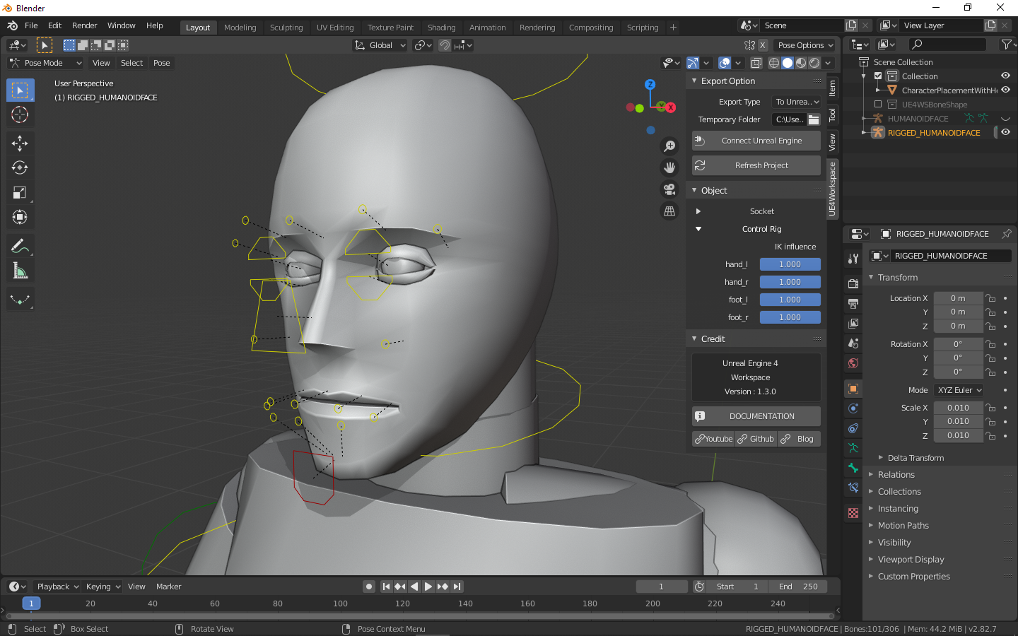 Humanoid Face Rig · Issue 7 · Anasrar Blender Ue4 Workspace · Github