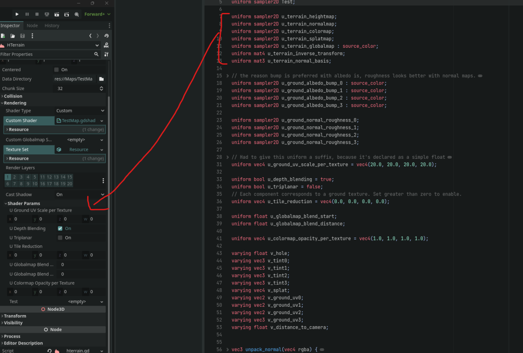 Many Custom Shader parameters missing from the Inspector panel. · Issue #398 · Zylann/godot ...
