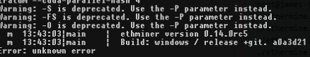 etherminer warning: -S parameter is deprecated. use -P instead · Issue #1034 · ethereum-mining ...