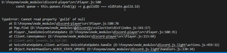 TypeError: Cannot read property 'guild' of null · Issue #201 · Androz2091/discord-player · GitHub
