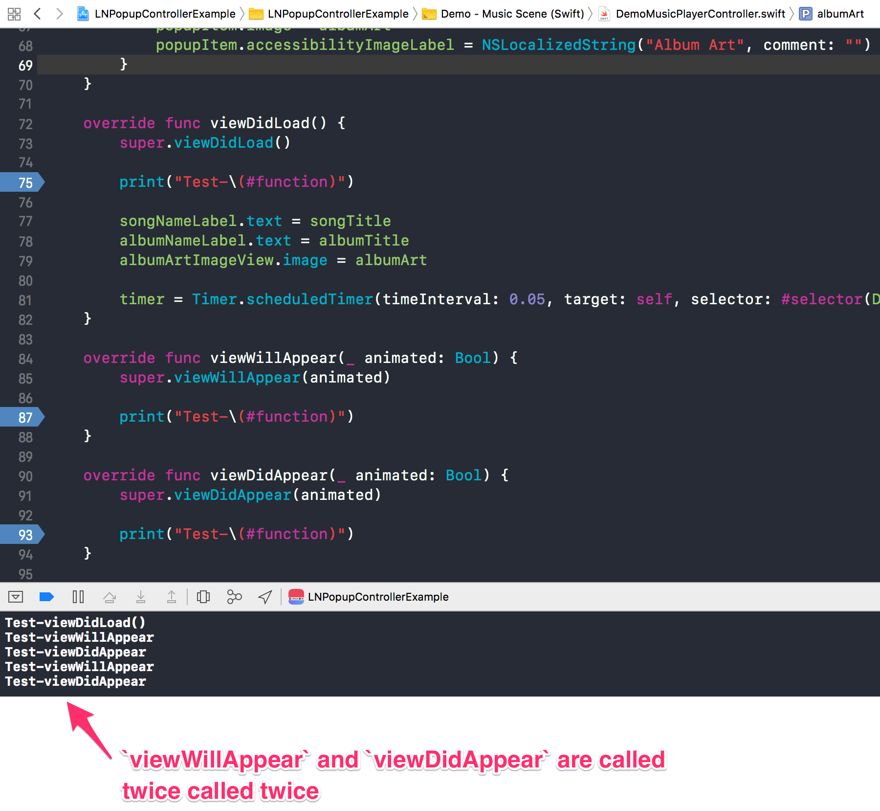 viewWillAppear and viewDidAppear called twice · Issue #268 · LeoNatan/LNPopupController · GitHub