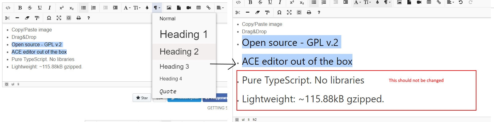 Unexpected behavior formatting selected text · Issue #189 · xdan/jodit · GitHub