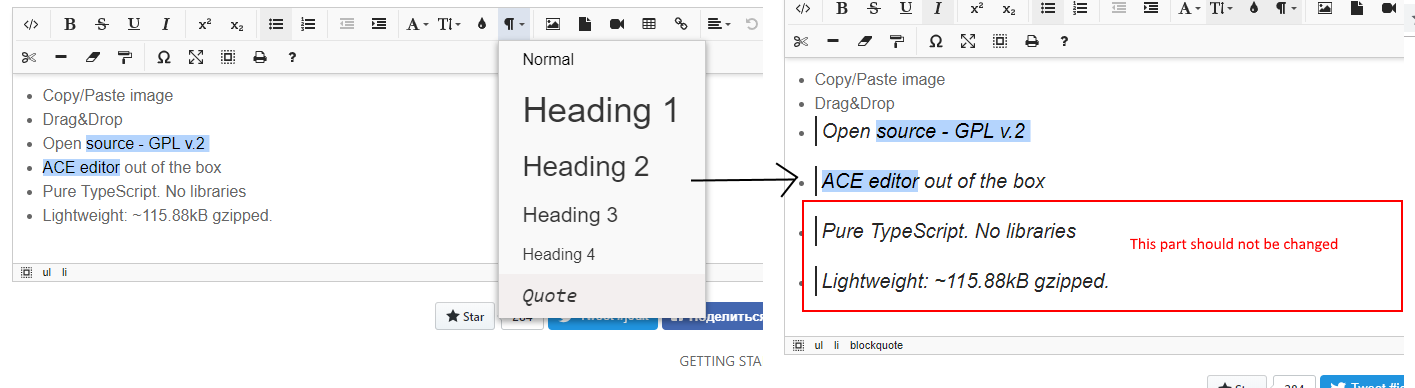 Unexpected behavior formatting selected text · Issue #189 · xdan/jodit · GitHub