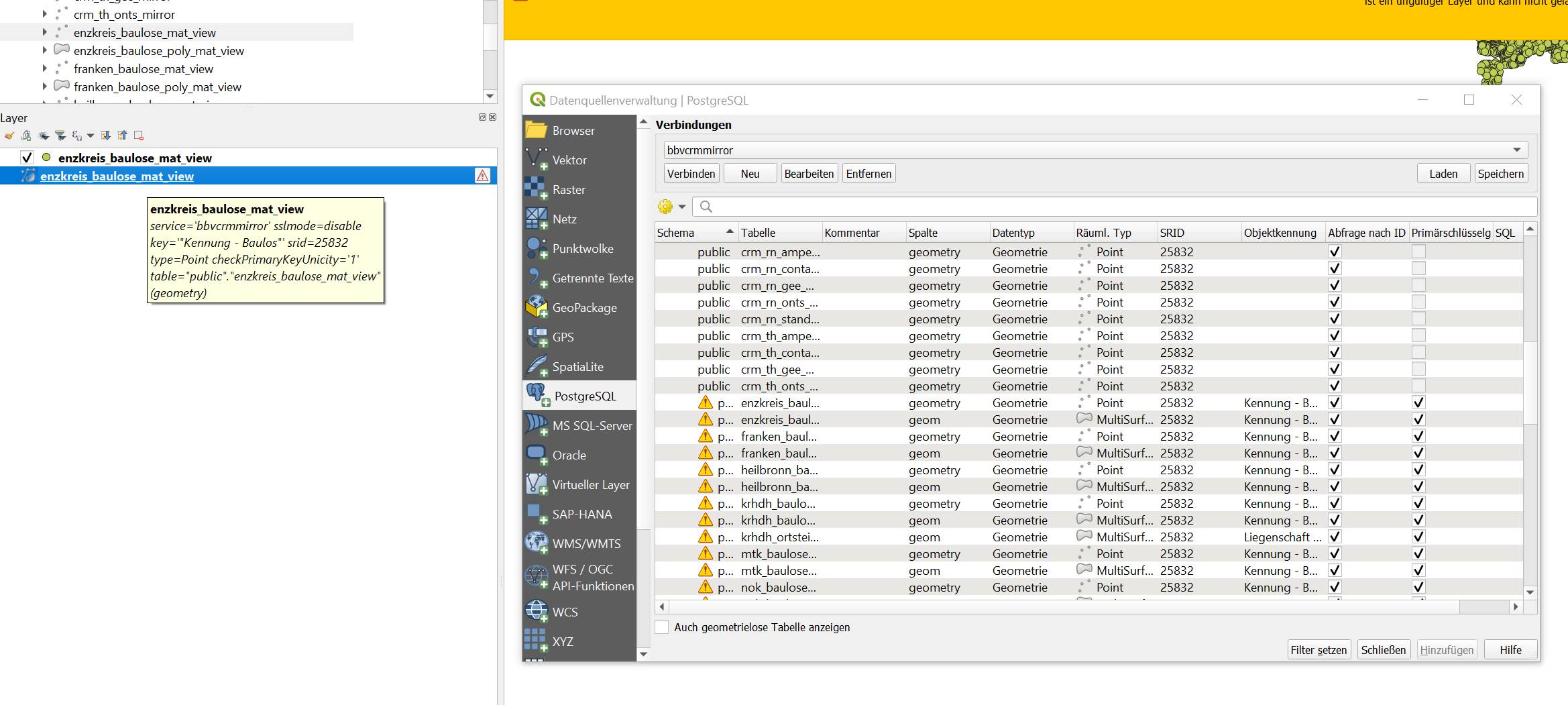 Unable To Import Layer From Postgis View Or Materialized View If It Has No No Primary Key