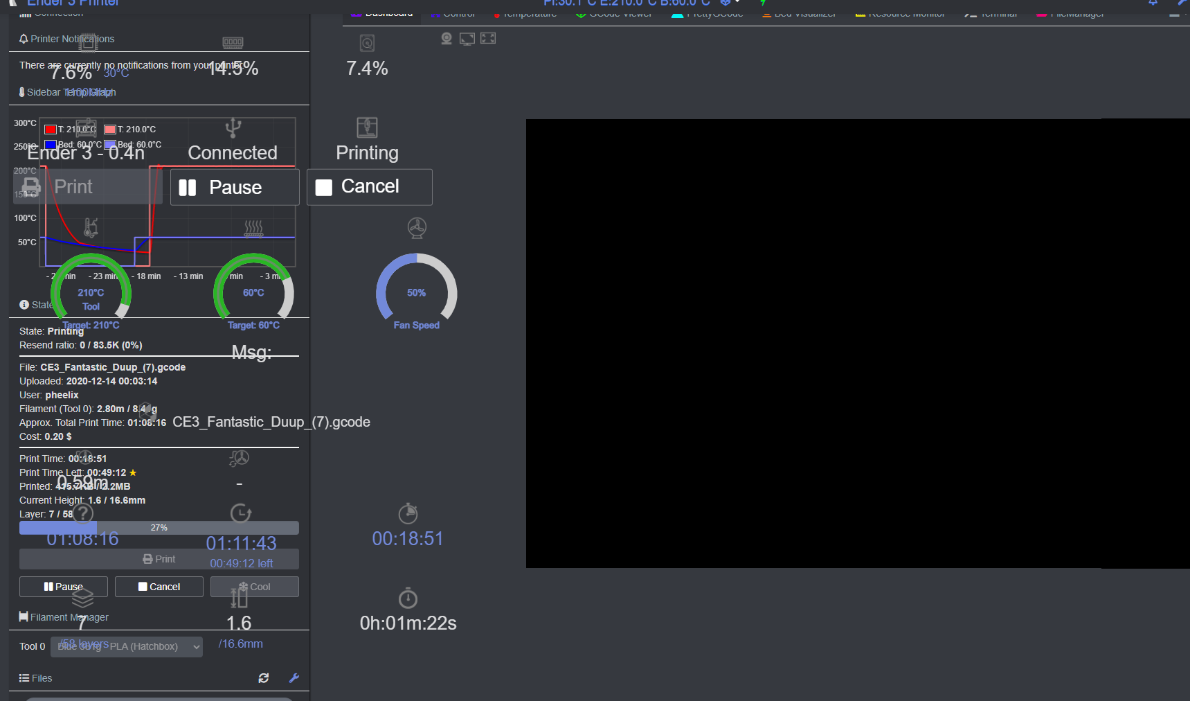 Fullscreen & Full Browser Issue with UI Customizer. · Issue #243 · j7126/OctoPrint-Dashboard ...