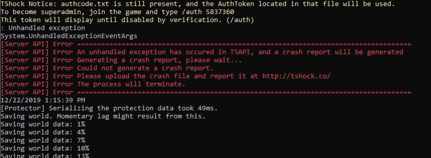 An unhandled exception has occured in TSAPI. Didn't even generate crash log. · Issue #1683 ...