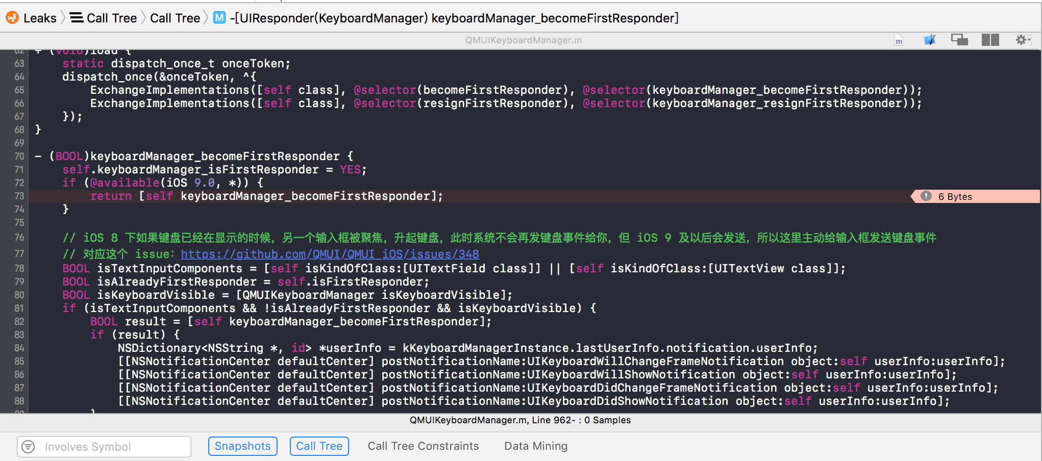 发现内存泄漏 · Issue #595 · Tencent/QMUI_iOS · GitHub
