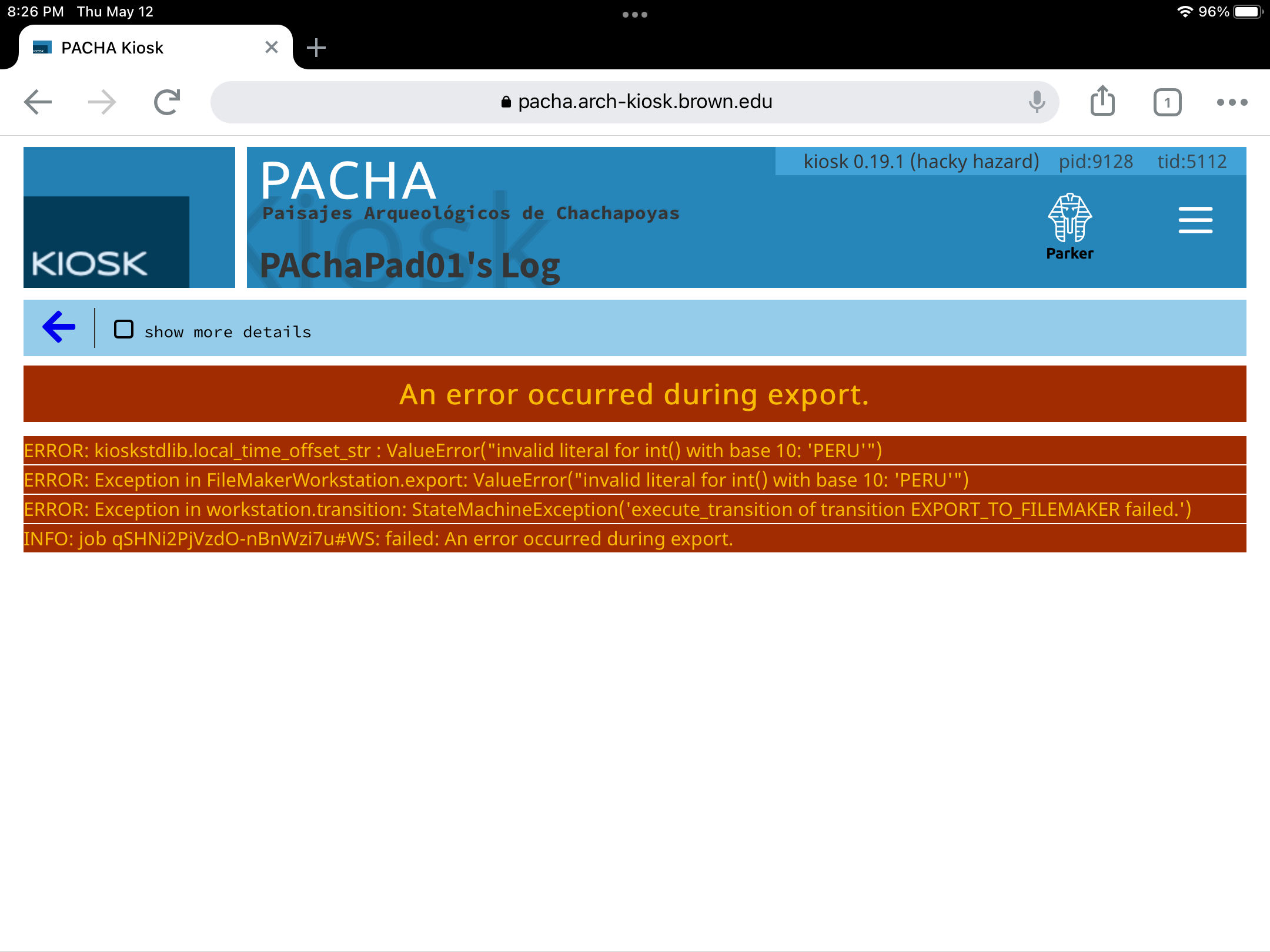 PACHA: error during export to workstation because of wrong time zone setting · Issue #1638 ...