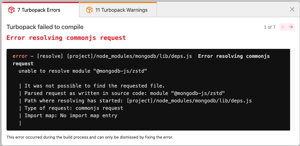 [turbopack] Importing anything from "mongodb" breaks turbopack · Issue #4454 · vercel/turborepo ...