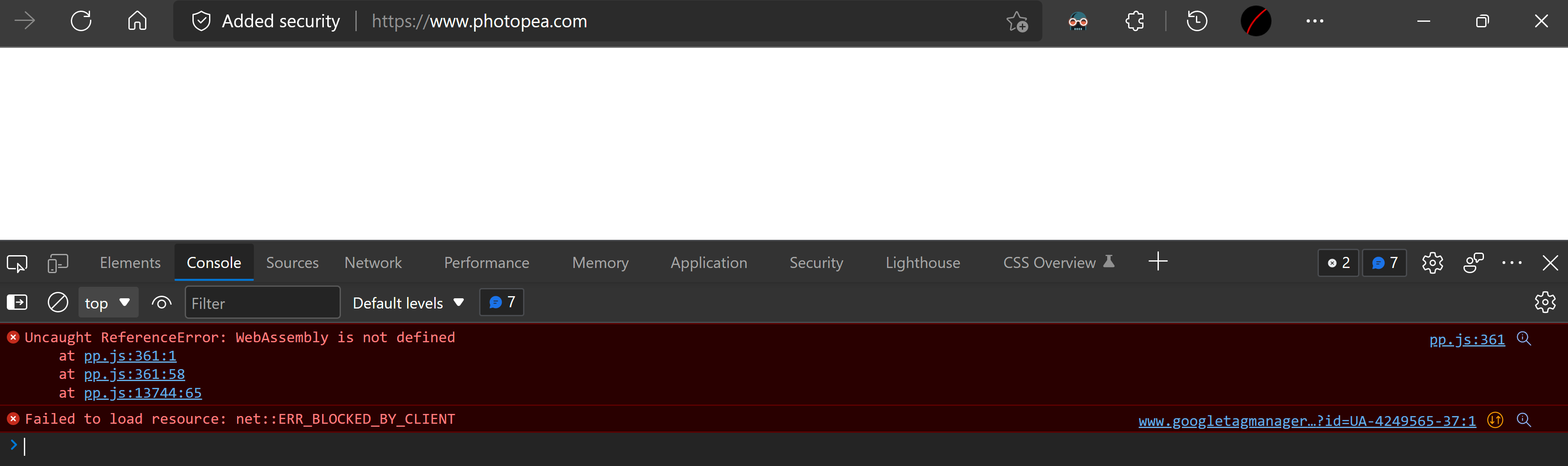Error: "Your browser is too old" when accessing photopea.com in latest ...