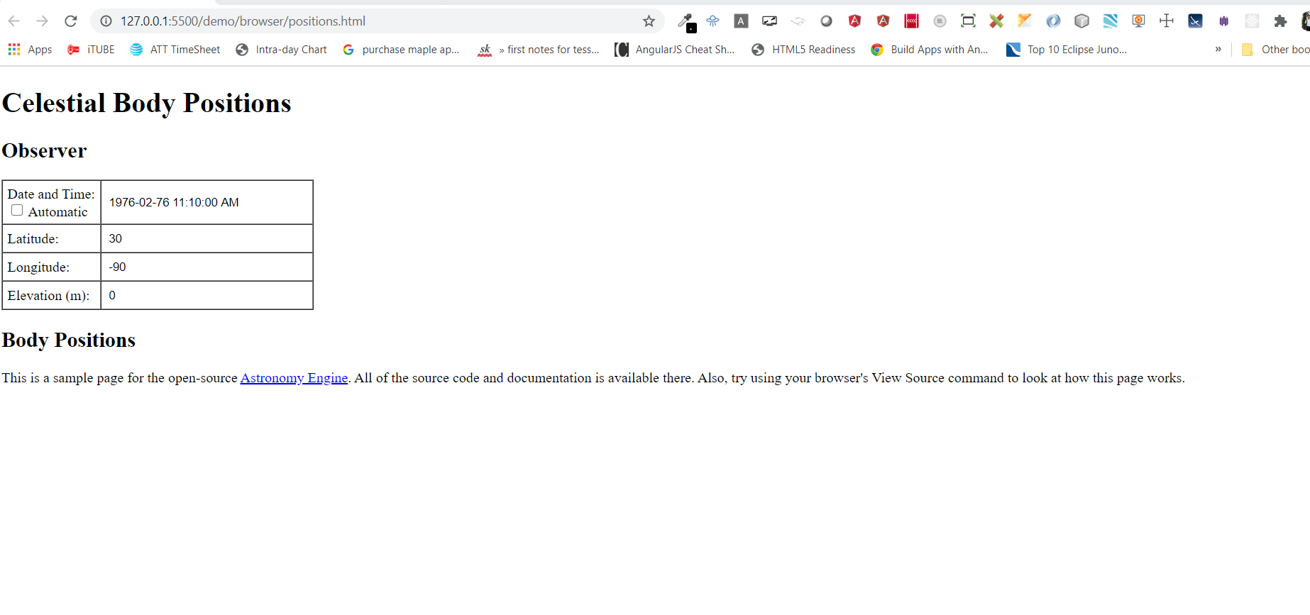 Dont see any installation steps to run demo here. · Issue #75 · cosinekitty/astronomy · GitHub