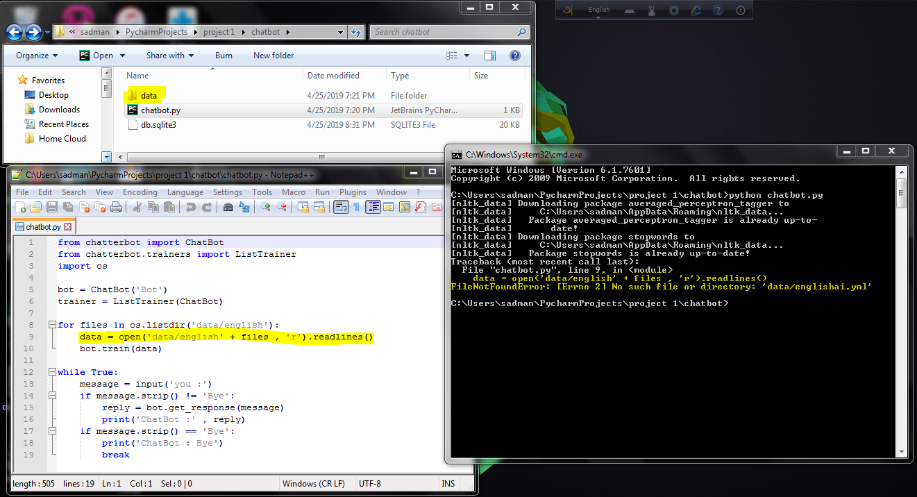 data error · Issue #1711 · gunthercox/ChatterBot · GitHub