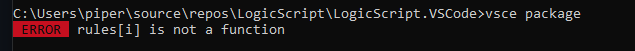rules[i] is not a function · Issue #642 · microsoft/vscode-vsce · GitHub