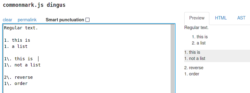 CommonMark backslash escapes for lists are ignored · Issue #1620 · rust-lang/mdBook · GitHub