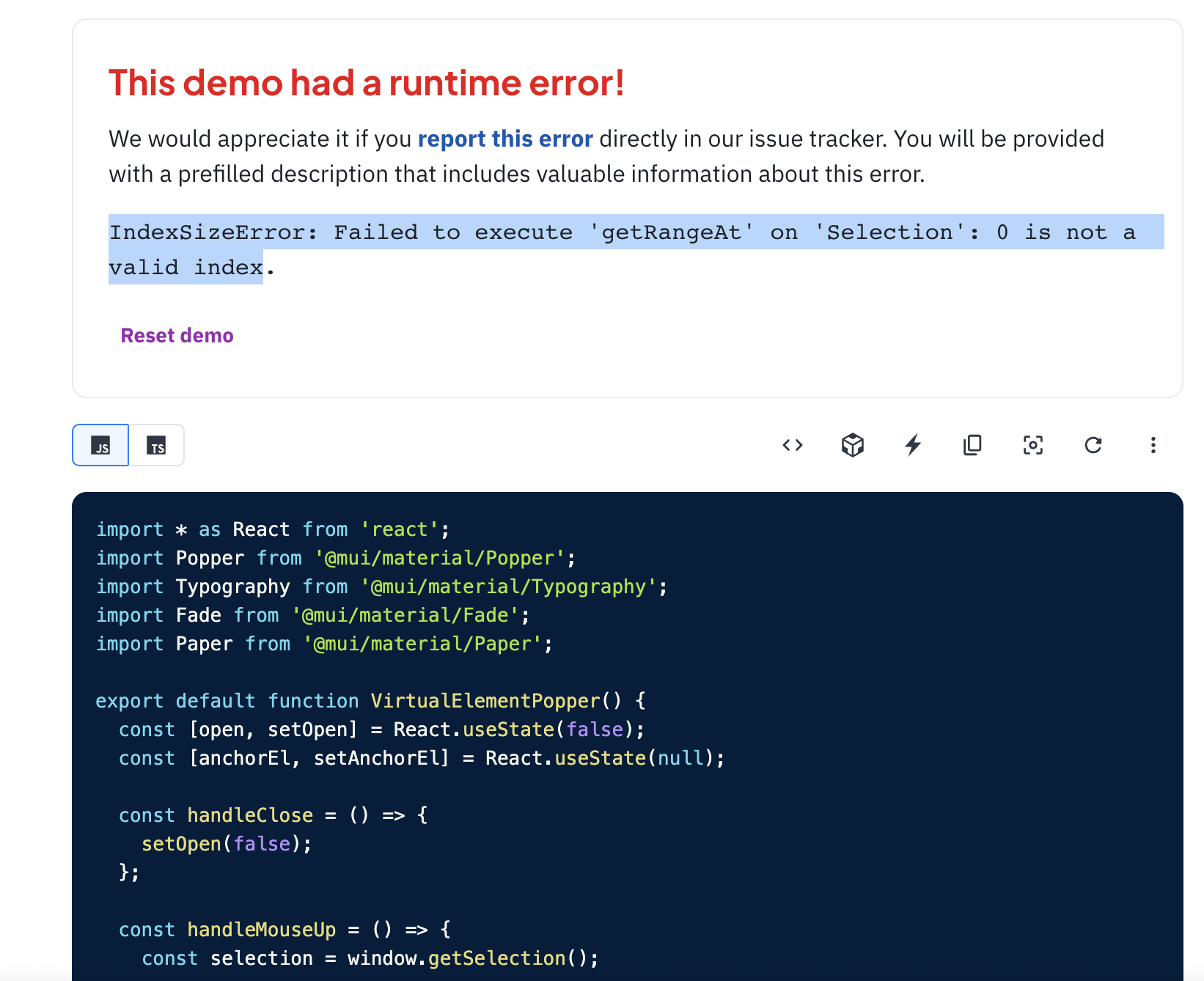 Docs Demo Virtualelementpopper Crashes · Issue 30220 · Muimaterial Ui · Github 