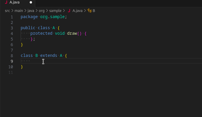 No Autocomplete for Overriden Methods · Issue #3186 · redhat-developer/vscode-java · GitHub