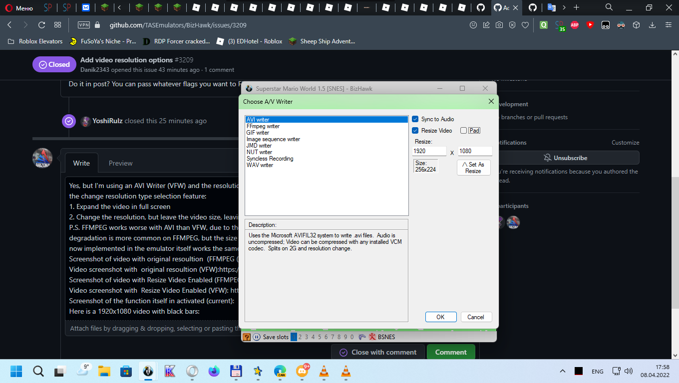 Add video resolution options · Issue #3209 · TASEmulators/BizHawk · GitHub
