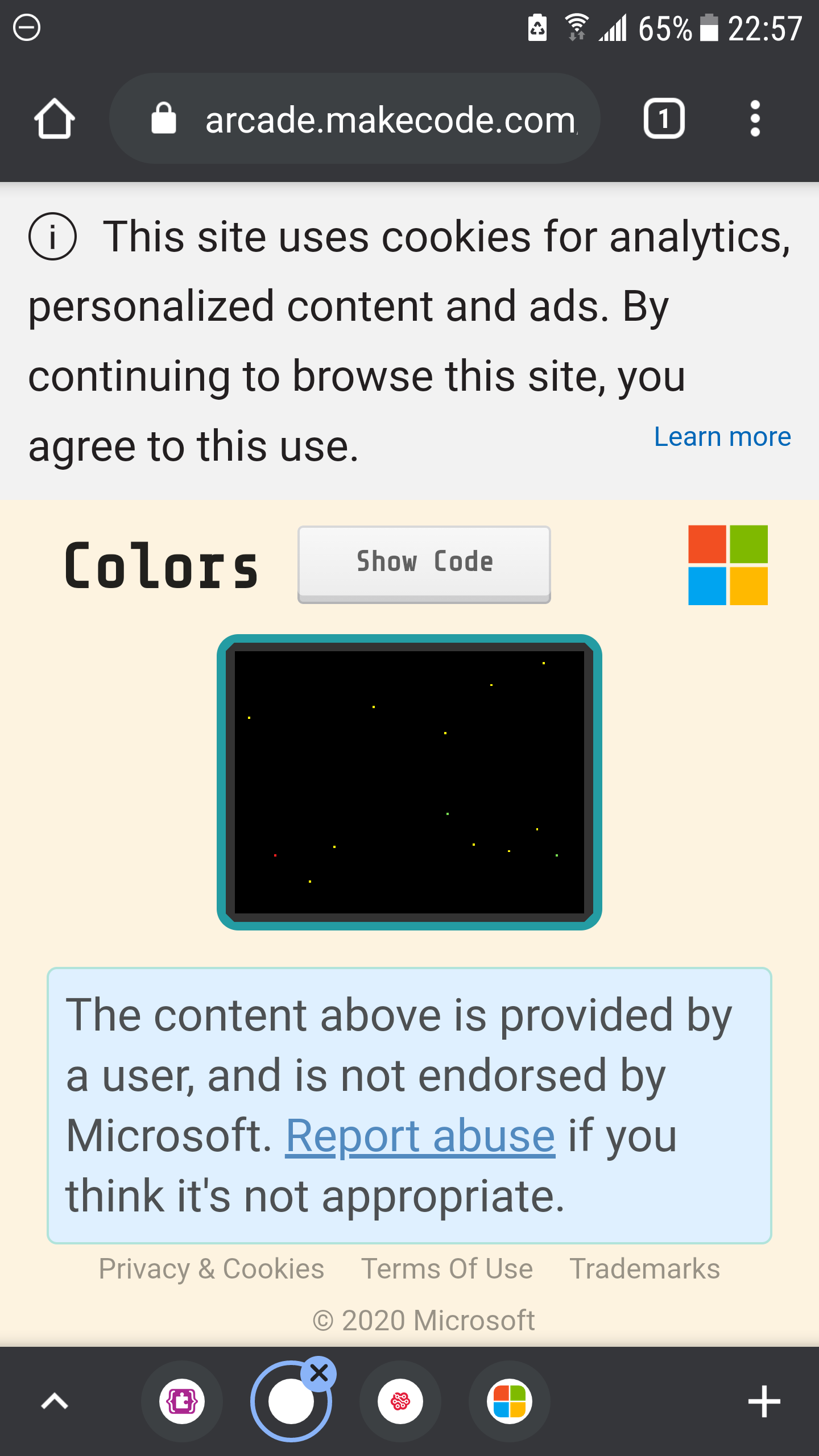 Add X button for accepting use of cookies banner · Issue #2848 · microsoft/pxt-arcade · GitHub