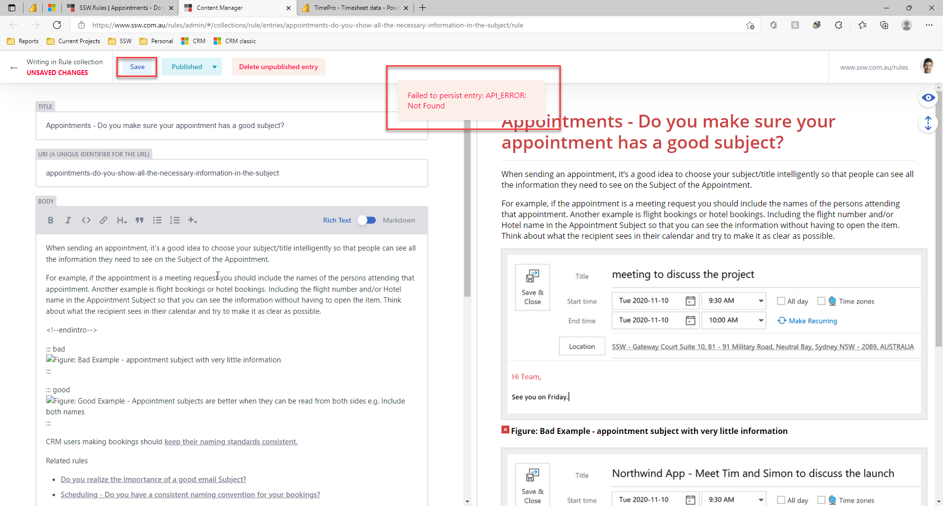 🐛 Netlify CMS - API Error saving changes · Issue #801 · SSWConsulting/SSW.Rules · GitHub