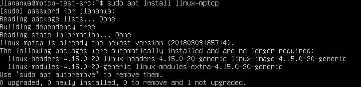 Mptcp Is Not Enabled After I Do The Install Through Apt On Ubuntu 1804
