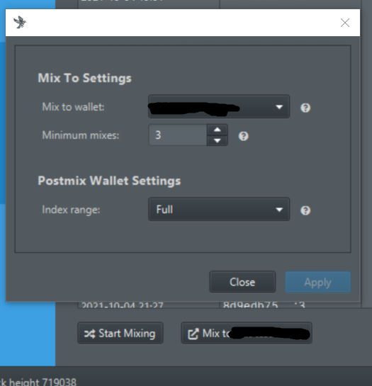 "Mix to" need to be switched back and forth to another wallet for Apply button to work · Issue ...