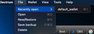 Open recent, (wallet) under File menu, Feature · Issue #425 · sparrowwallet/sparrow · GitHub