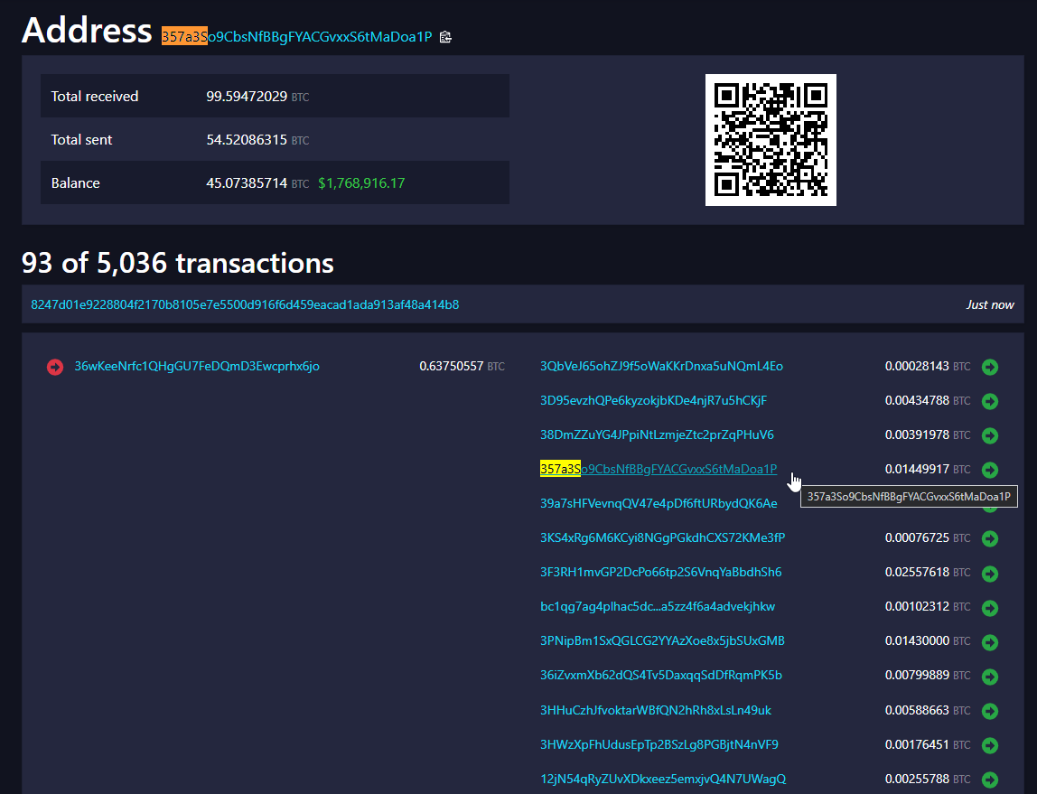 Highlight the receive address when looking at an address · Issue #1294 · mempool/mempool · GitHub