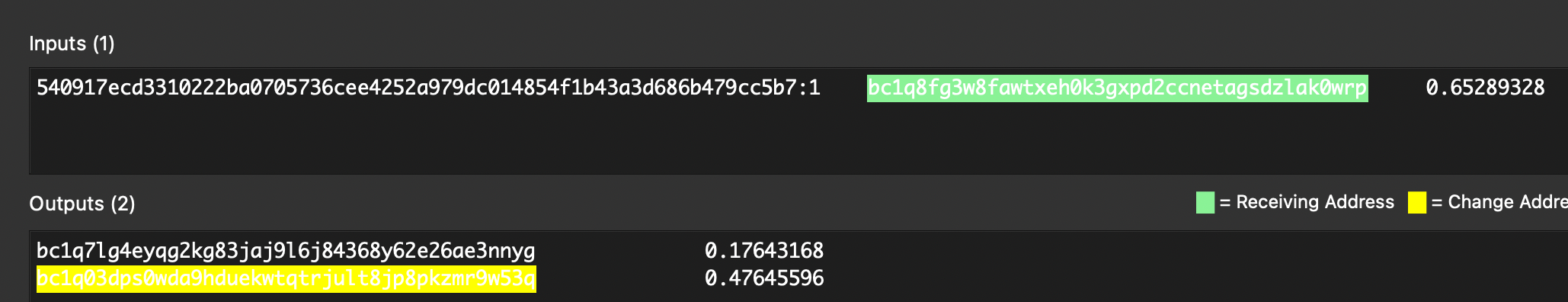 Contradicting information between, History balance and Transaction visualizer. · Issue #602 ...