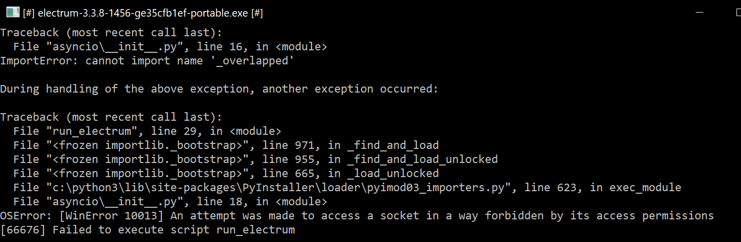 Fresh electrum portable crashes at launch · Issue #5888 · spesmilo/electrum · GitHub