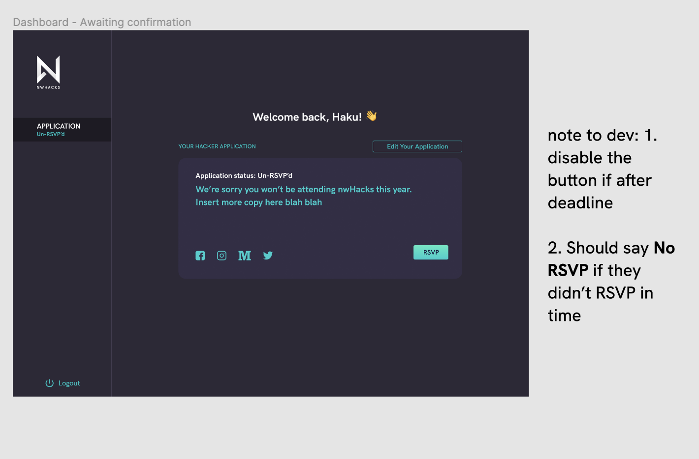 Dashboard - edit and RSVP functionality · Issue #116 · nwplus/portal · GitHub