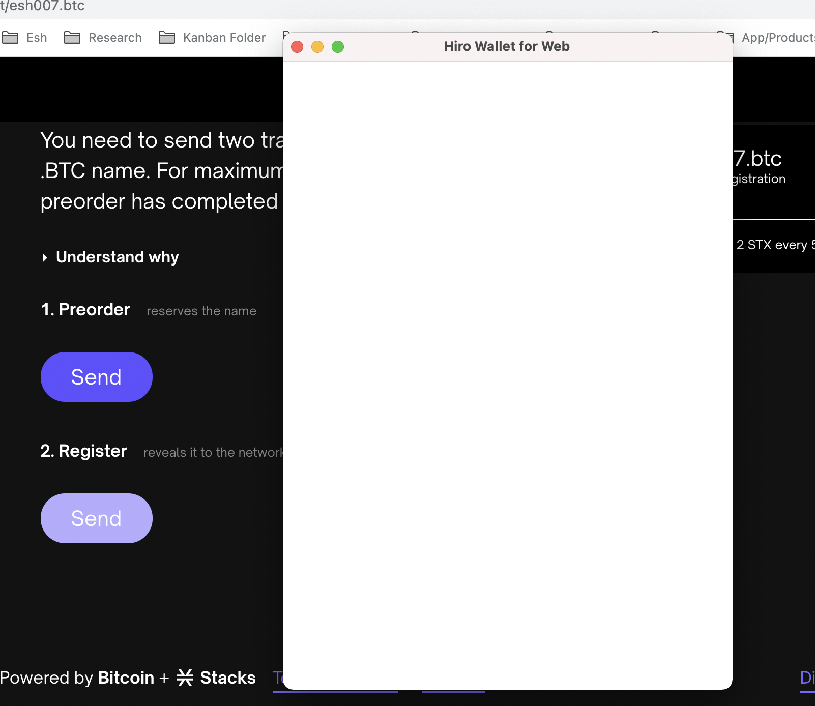 [2.15.0] Bug: trying to pay for .btc name in STX, click "Send" in ...