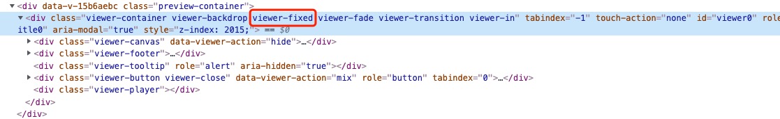 使用inline模式展示在一个非全屏元素里时，viewer-container还带有".viewer-fixed"类名 · Issue #219 · mirari/v-viewer · GitHub