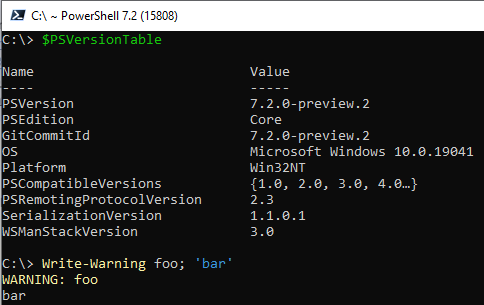 Write-Verbose / Write-Warning / Write-Debug colors linger after ...