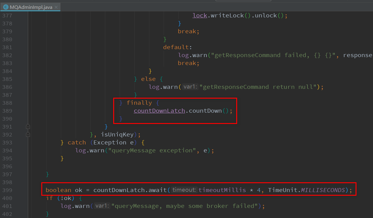 countDownLatch.await in necessary in queryMessage · Issue #5380 · apache/rocketmq · GitHub