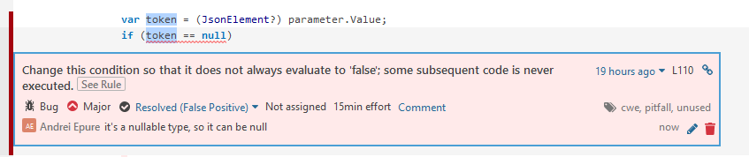 S2583,S2589 FP: with nullable struct - update symbolic execution engine · Issue #2496 ...
