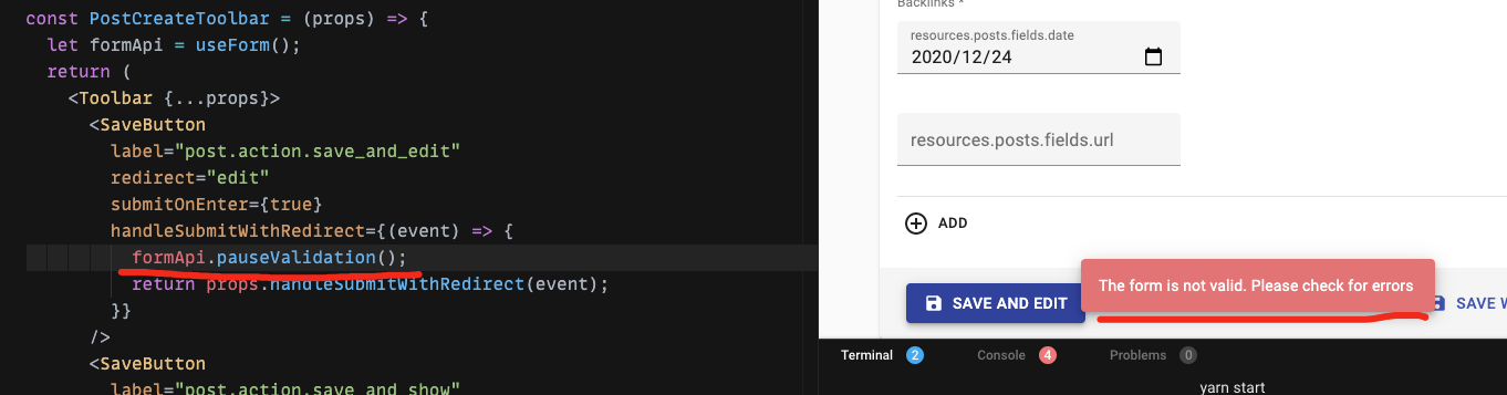 pauseValidation is invalid · Issue #5720 · marmelab/react-admin · GitHub