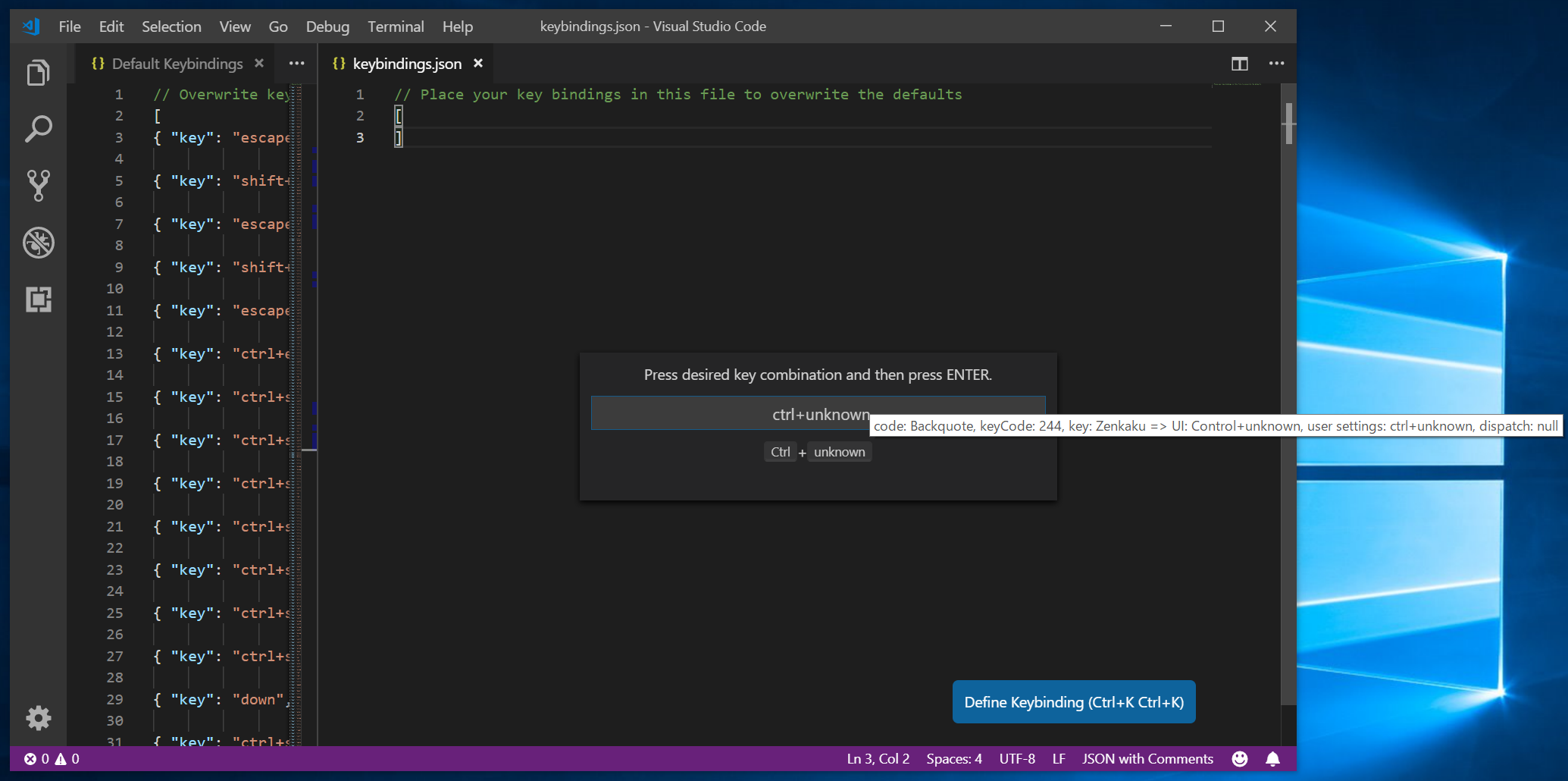 ctrl + backquote(`) is not working in Windows 10 (JP) with US-keyboard ...