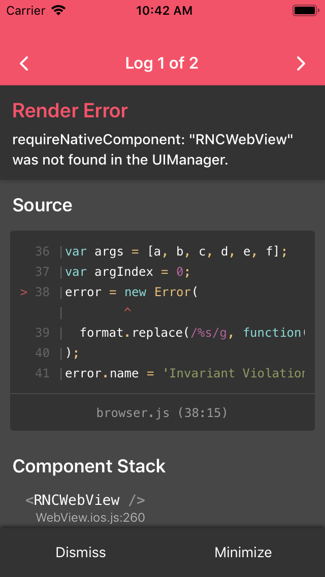 Iphone 5s Require Native Component Couldn T Find Rncwebview In Uimanager · Issue 2047 · React