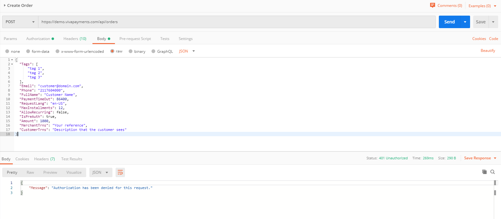 Cannot create order after authentication · Issue #1403 · VivaPayments/API · GitHub