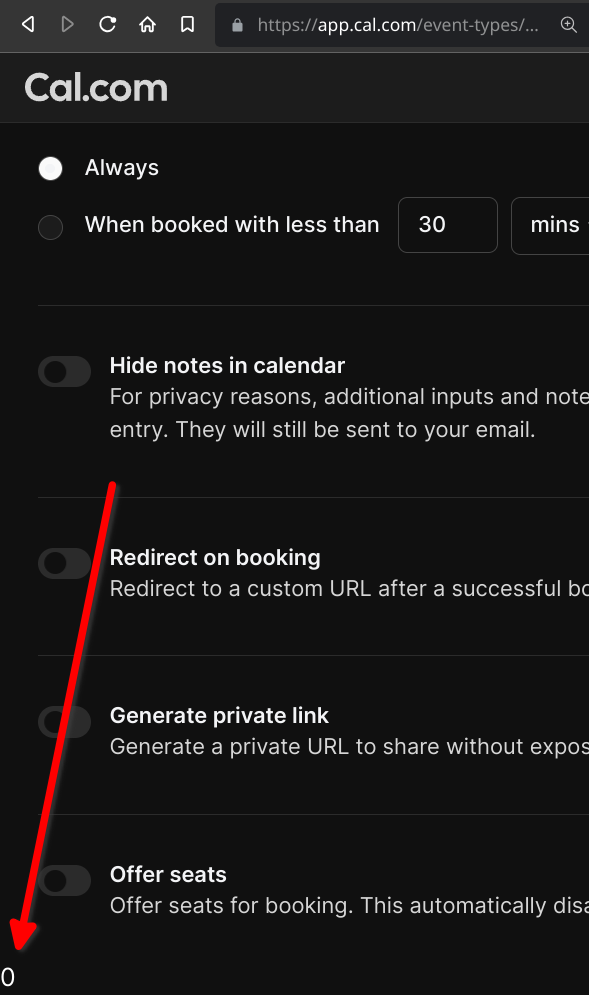 Dangling zero in the dashboard · Issue #10082 · calcom/cal.com · GitHub