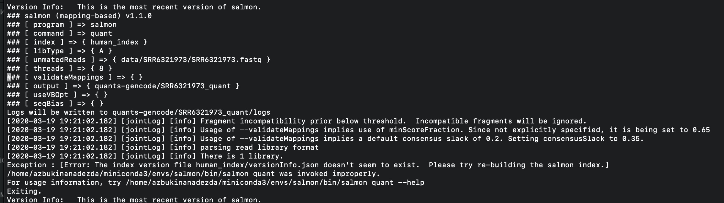 The index version file human_index/versionInfo.json doesn't seem to exist. Please try re ...