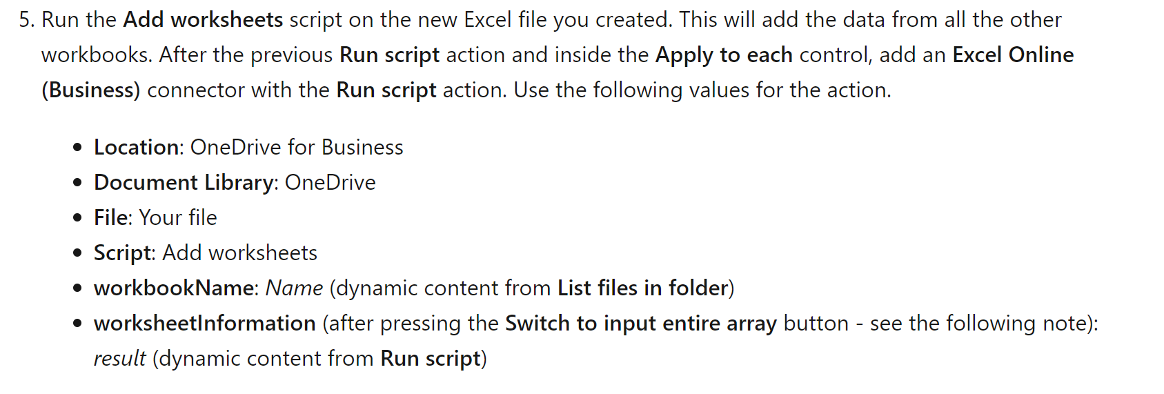 Step 5 parameters did not work · Issue #400 · OfficeDev/office-scripts ...