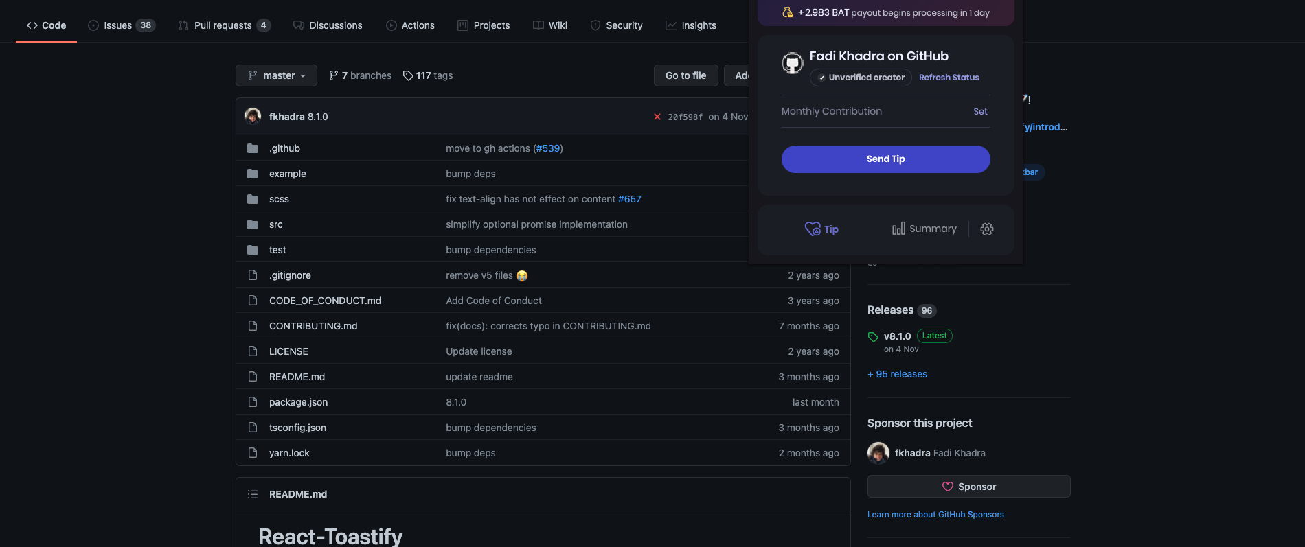 Basic Attention Token (BAT) Verified creator. · Issue #680 · fkhadra/react-toastify · GitHub