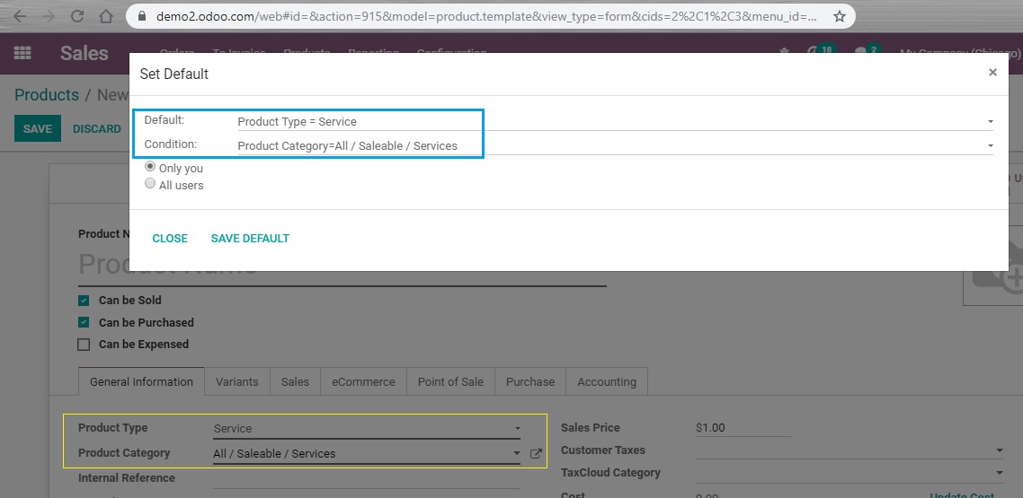 User-defined defaults not set if a company is specified · Issue #41679 · odoo/odoo · GitHub