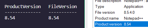 [Windows] FileVersion output is different than visible in GUI context ...
